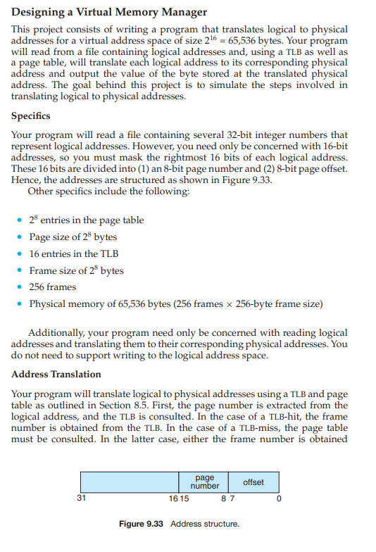 Designing a Virtual Memory Manager This project | Chegg.com