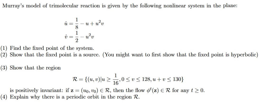 Solved Murray's model of trimolecular reaction is given by | Chegg.com