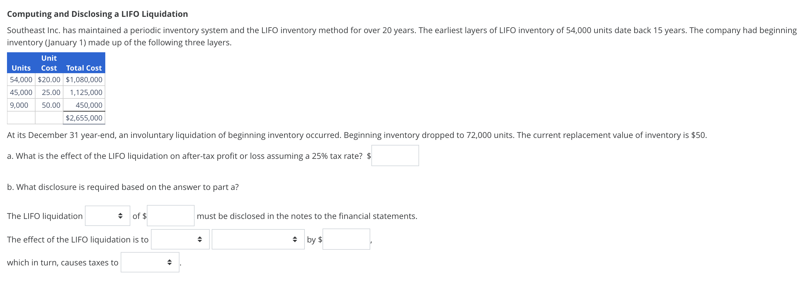 Solved Computing and Disclosing a LIFO Liquidation inventory | Chegg.com