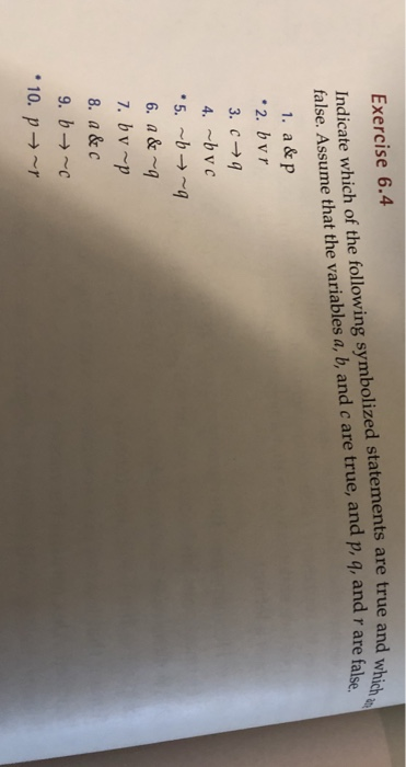 Solved Exercise 6.4 Indicate which of the following | Chegg.com