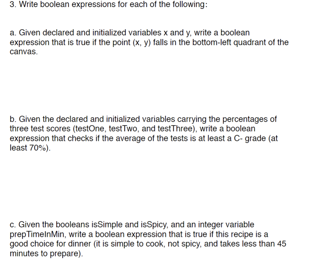 Solved 3. Write boolean expressions for each of the | Chegg.com