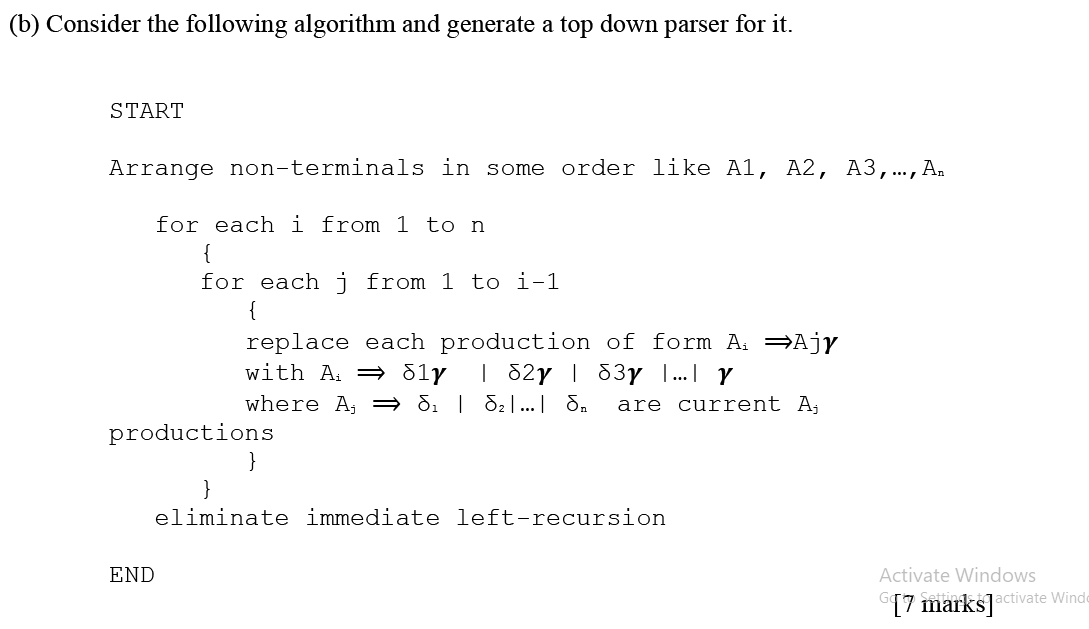 Solved (b) Consider the following algorithm and generate a | Chegg.com Solved (b) Consider the following algorithm and generate a | Chegg.com