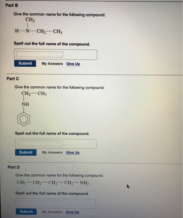 Solved Part B Give the common name for the following | Chegg.com