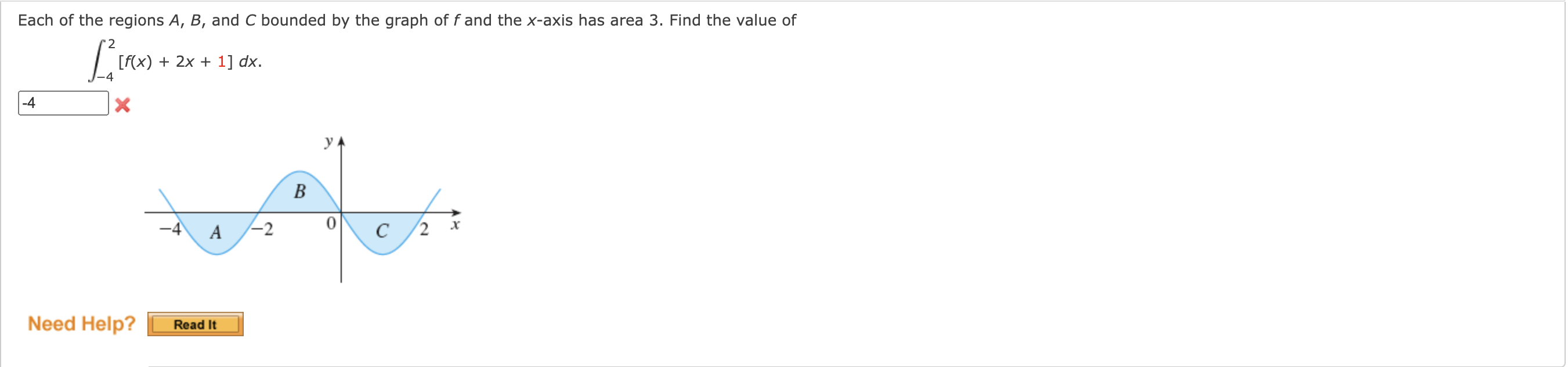 Solved Each of the regions A,B, ﻿and C ﻿bounded by the graph | Chegg.com