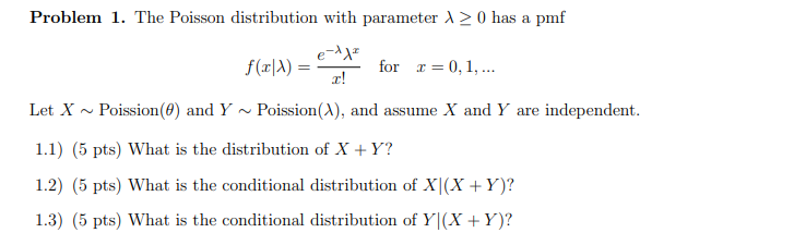 Solved Problem 1. The Poisson distribution with parameter 1 | Chegg.com