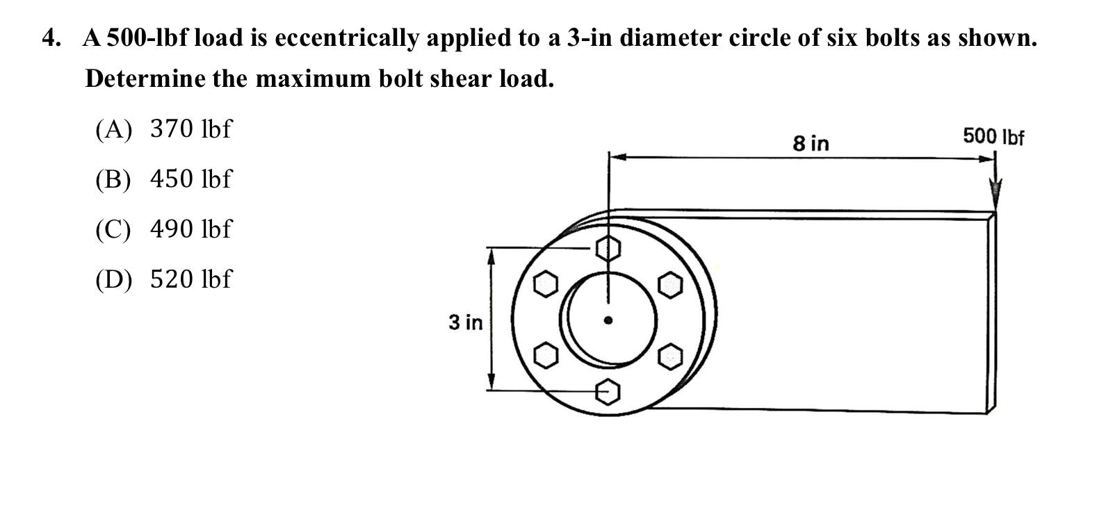 Solved а 4. A 500-lbf load is eccentrically applied to a | Chegg.com