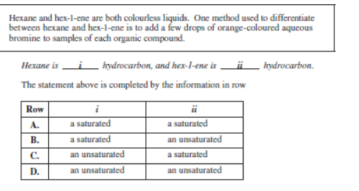 Solved Hexane And Hex 1 Ene Are Both Colourless Liquids One