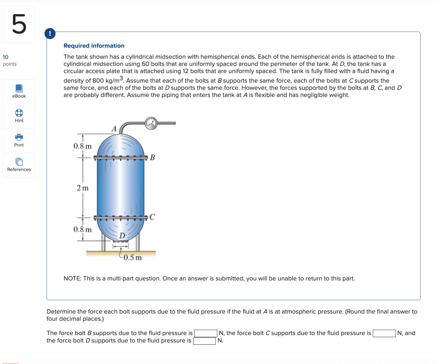 Solved Required information The tank shown has a cylindrical | Chegg.com