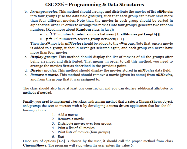 Solved Given that Movie class is defined as follows: Movie | Chegg.com