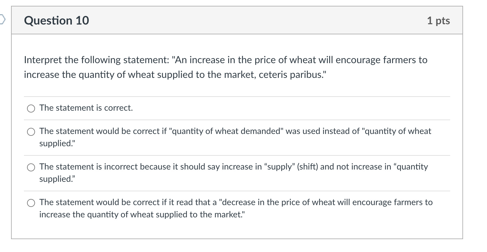 Solved Interpret the following statement: "An increase in | Chegg.com