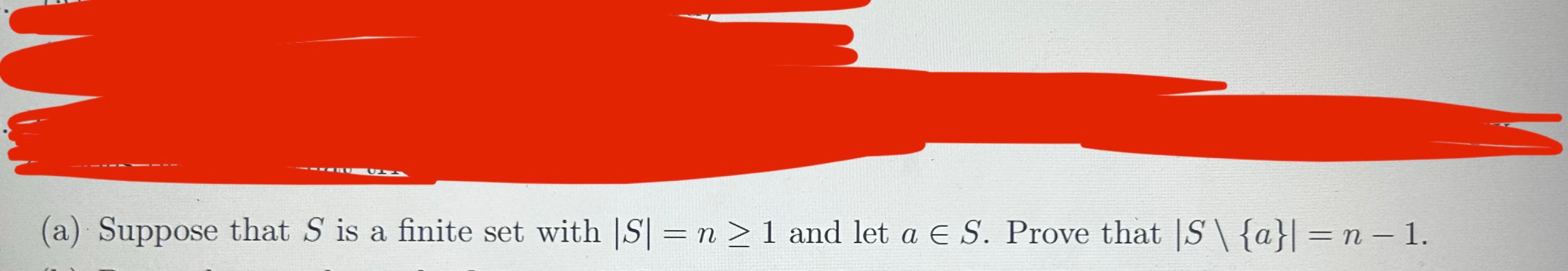 Solved (a) Suppose that S is a finite set with ∣S∣=n≥1 and | Chegg.com