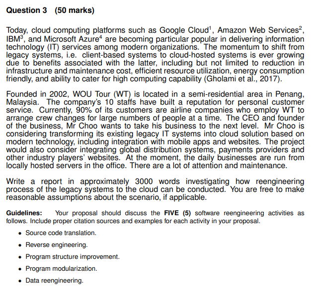 Solved Question 3 (50 marks) Today, cloud computing | Chegg.com