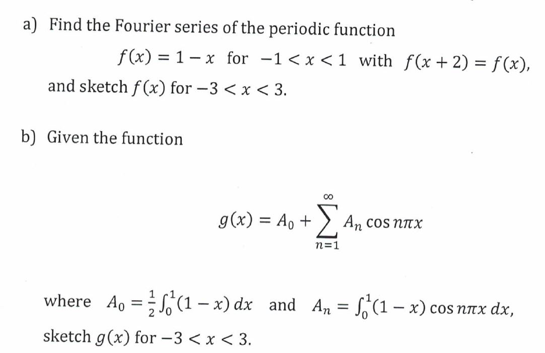 Solved a) Find the Fourier series of the periodic function | Chegg.com