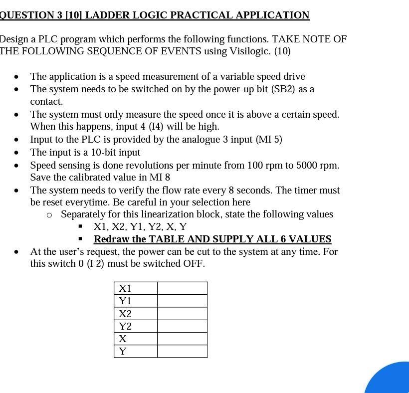 Solved QUESTION 3 (10) LADDER LOGIC PRACTICAL APPLICATION | Chegg.com