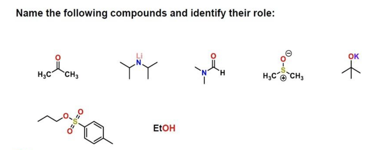 Solved Name the following compounds and identify their role: | Chegg.com