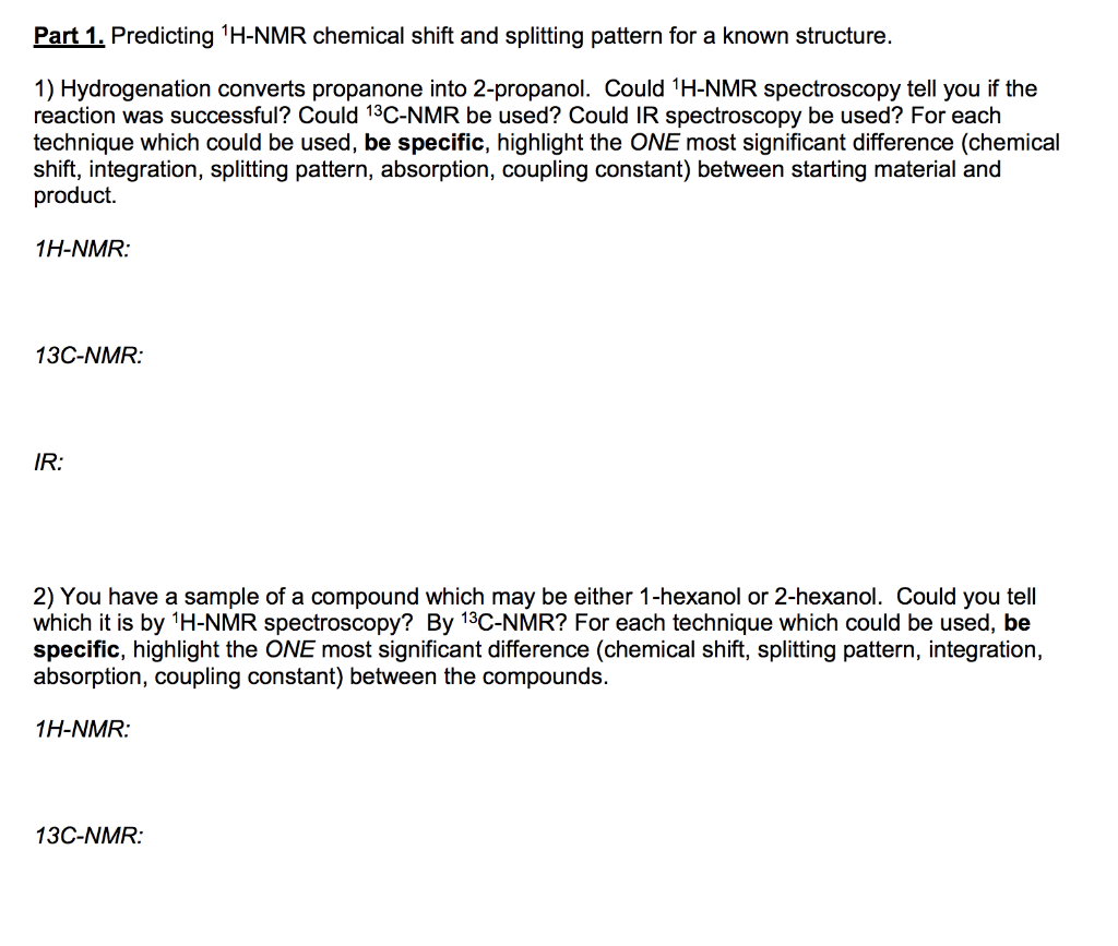 Solved Part 1. Predicting 1H-NMR chemical shift and | Chegg.com