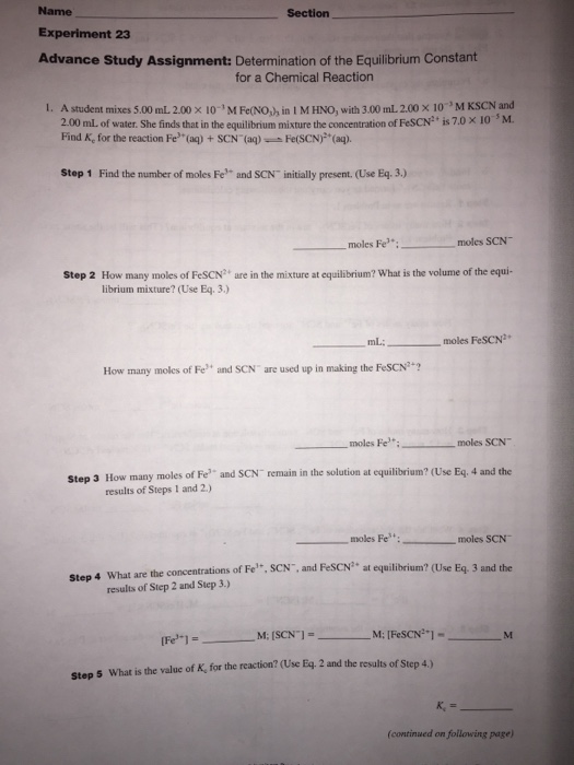 Solved Name Experiment 23 Advance Study Assignment: | Chegg.com