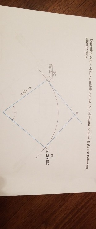 Solved Determine, degree of curve, middle ordinate M and | Chegg.com