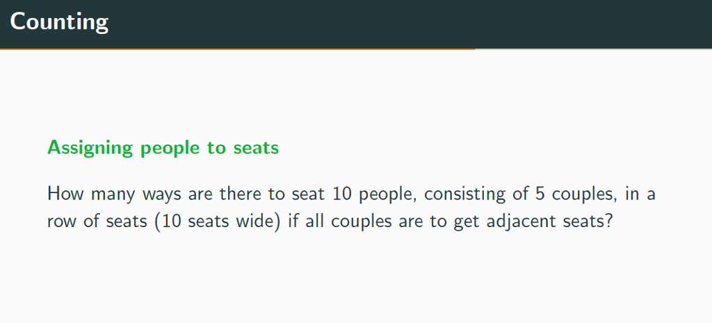 Solved Counting Assigning people to seats How many ways are | Chegg.com