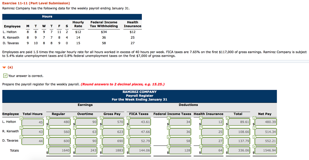 Solved Exercise 11-11 (Part Level Submission) Ramirez | Chegg.com