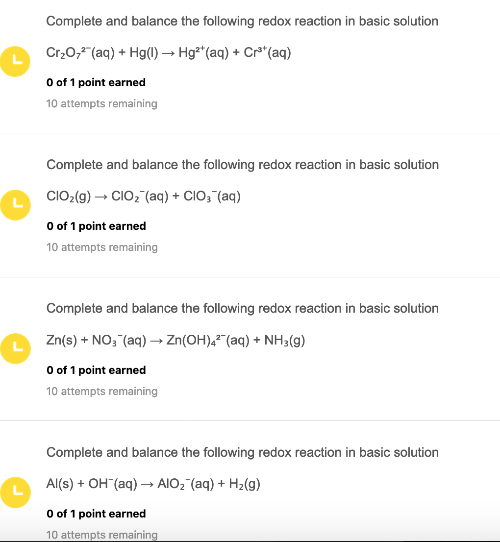 Solved Complete and balance the following redox reaction in | Chegg.com