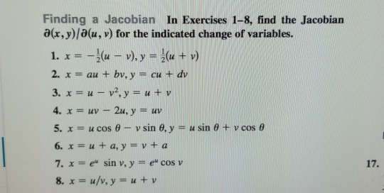 Solved Finding a Jacobian In Exercises 1-8, find the | Chegg.com