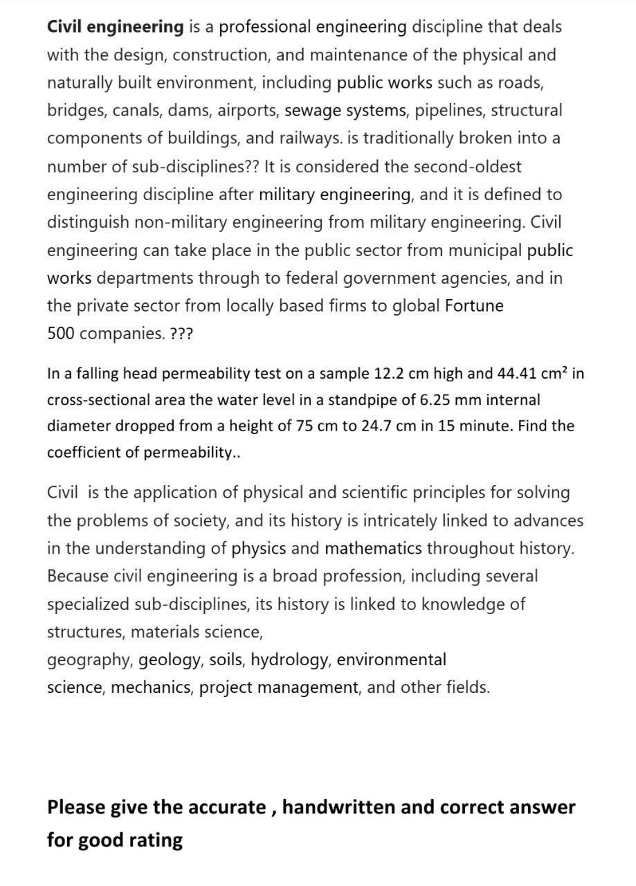 Solved Civil engineering is a professional engineering | Chegg.com