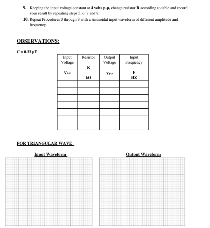 Solved EQUIPMENT: Oscilloscope • Function Generator • Power | Chegg.com