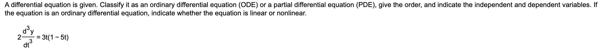 Solved A Differential Equation Is Given Classify It As An Chegg