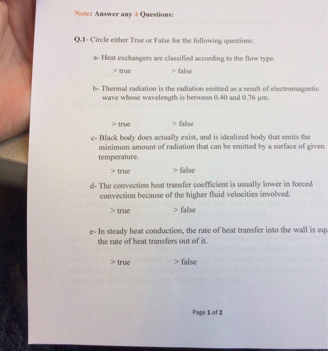 Solved Circle either True or False for the following | Chegg.com