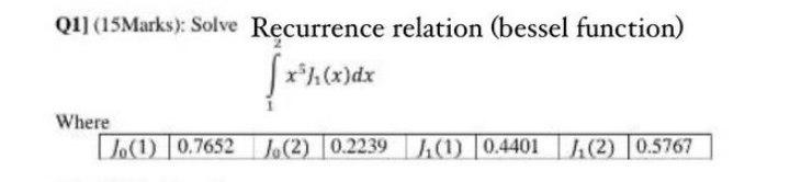 Solved Q1] (15Marks): Solve Recurrence relation (bessel | Chegg.com