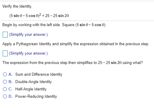 Solved Verify that the equation is an identity. 1 - sin? - | Chegg.com