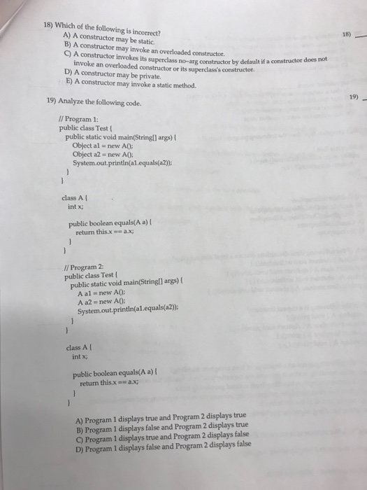 Solved 18) Which of the following is incorrect? A) A | Chegg.com