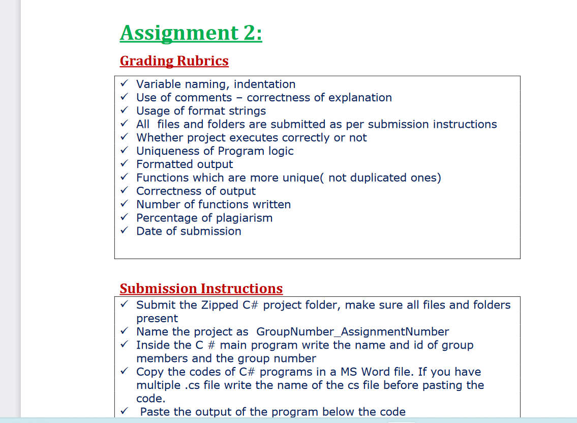 Solved Grading Rubrics Variable naming, indentation Use | Chegg.com