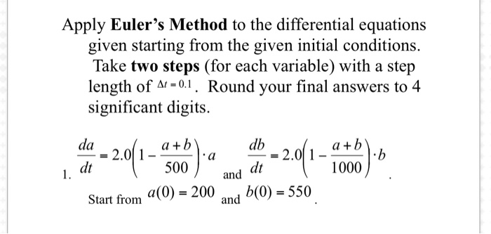 Solved Apply Euler's Method to the differential equations | Chegg.com