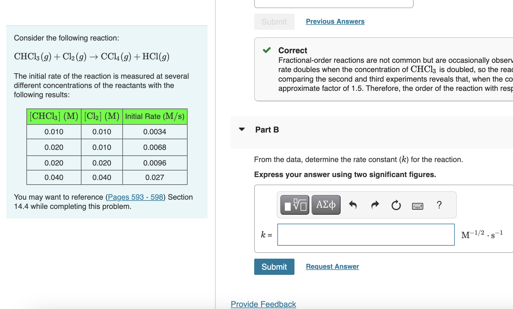 Solved Consider the following reaction: | Chegg.com