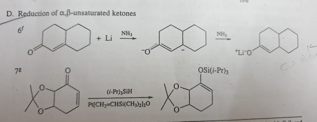 Solved D. Reduction of α,β-unsaturated ketones NH3 NH3 + Li | Chegg.com