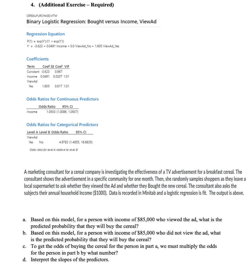 Solved 4. (Additional Exercise-Required) CEREALPURCHASEMTW | Chegg.com