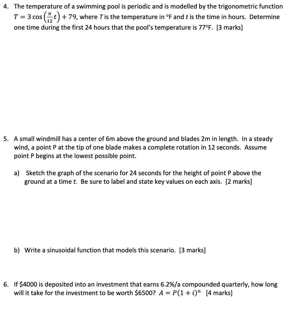 Solved 4. The temperature of a swimming pool is periodic and | Chegg.com