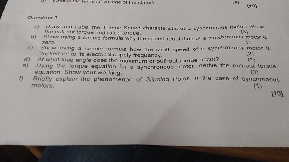 Solved What is the terminal voltage of the stator? [10] | Chegg.com