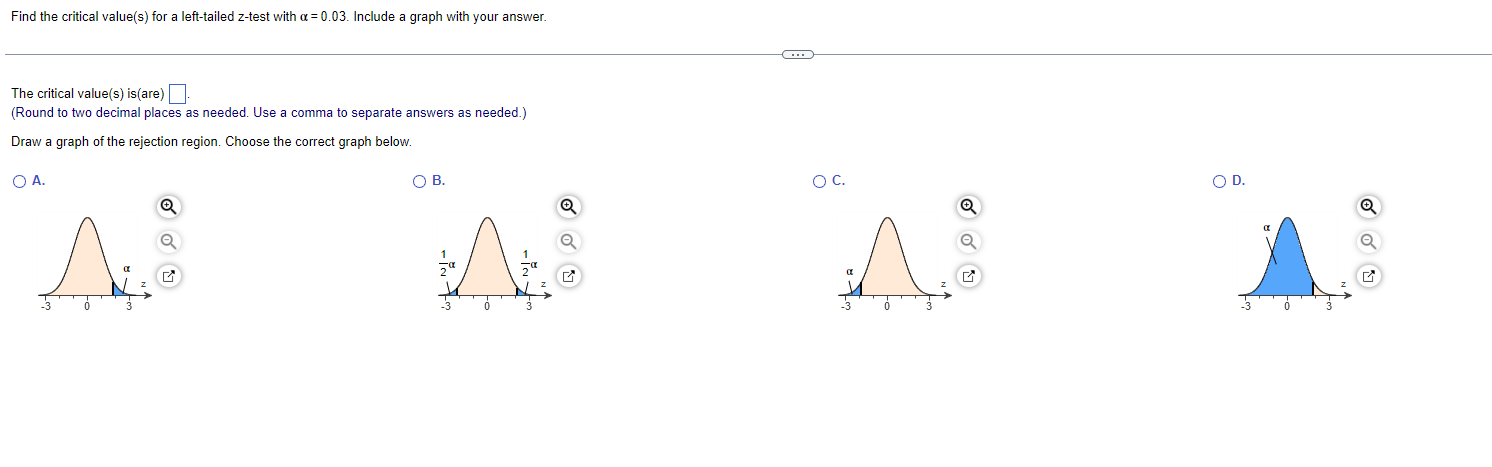 Solved Find the critical value(s) for a left-tailed z-test | Chegg.com