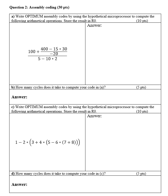 Solved Assume that you have a hypothetical microprocessor | Chegg.com