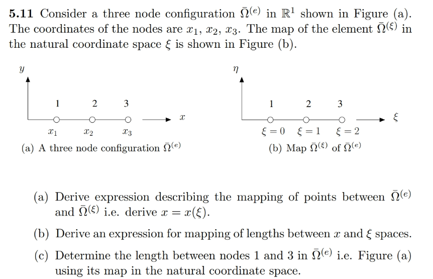 Solved 5.11 Consider a three node configuration Ω(e) in R1 | Chegg.com