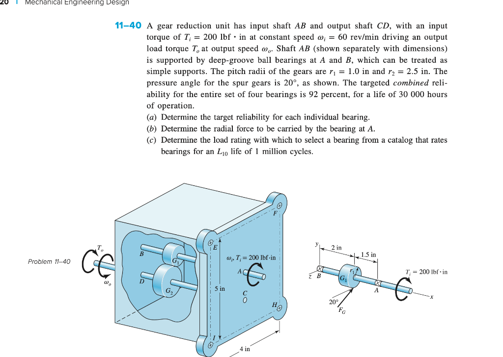Solved Mechanical Engineering Design 11-40 A gear reduction | Chegg.com