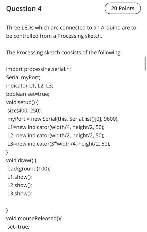 Question 4 20 Points Three LEDs which are connected | Chegg.com