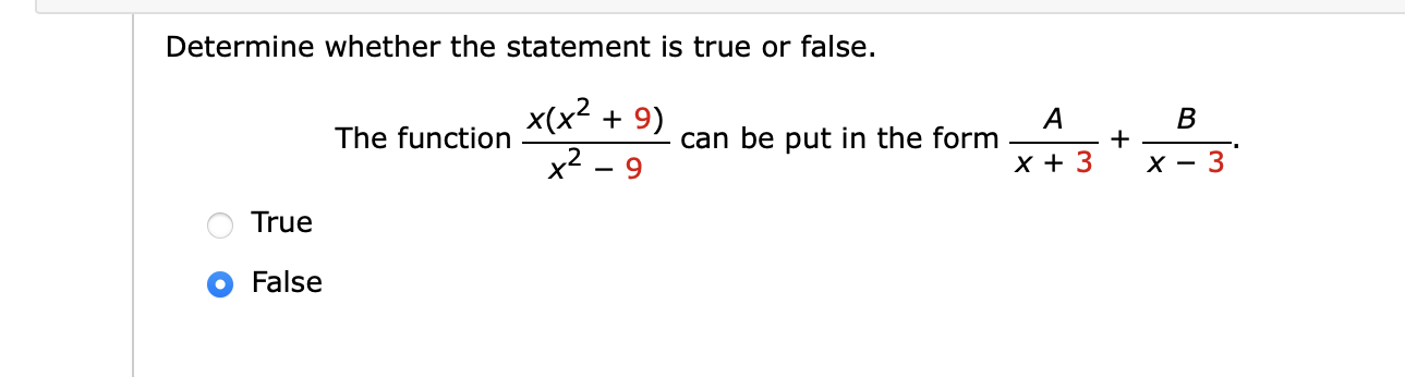 Solved Determine whether the statement is true or false. B | Chegg.com