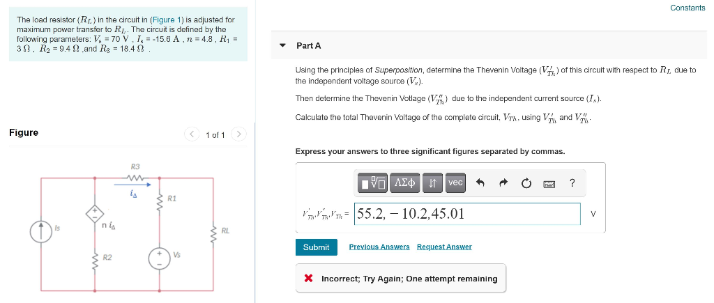 Solved Constants The load resistor (R.) in the circuit in | Chegg.com
