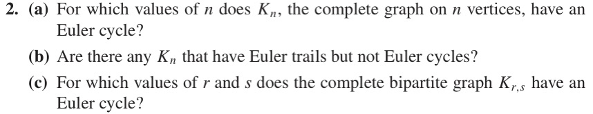 Solved 2. (a) For which values of n does Kn, the complete | Chegg.com