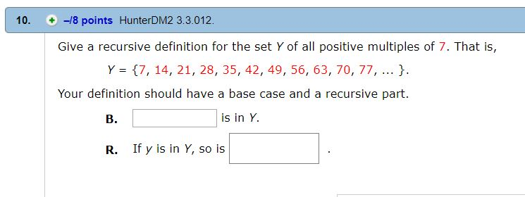 Solved Give a recursive definition for the set Y of all | Chegg.com