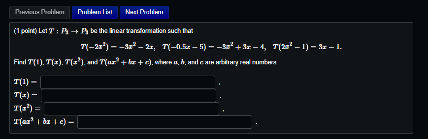 Solved Previous Problem Problem List Next Problem (1 point) | Chegg.com